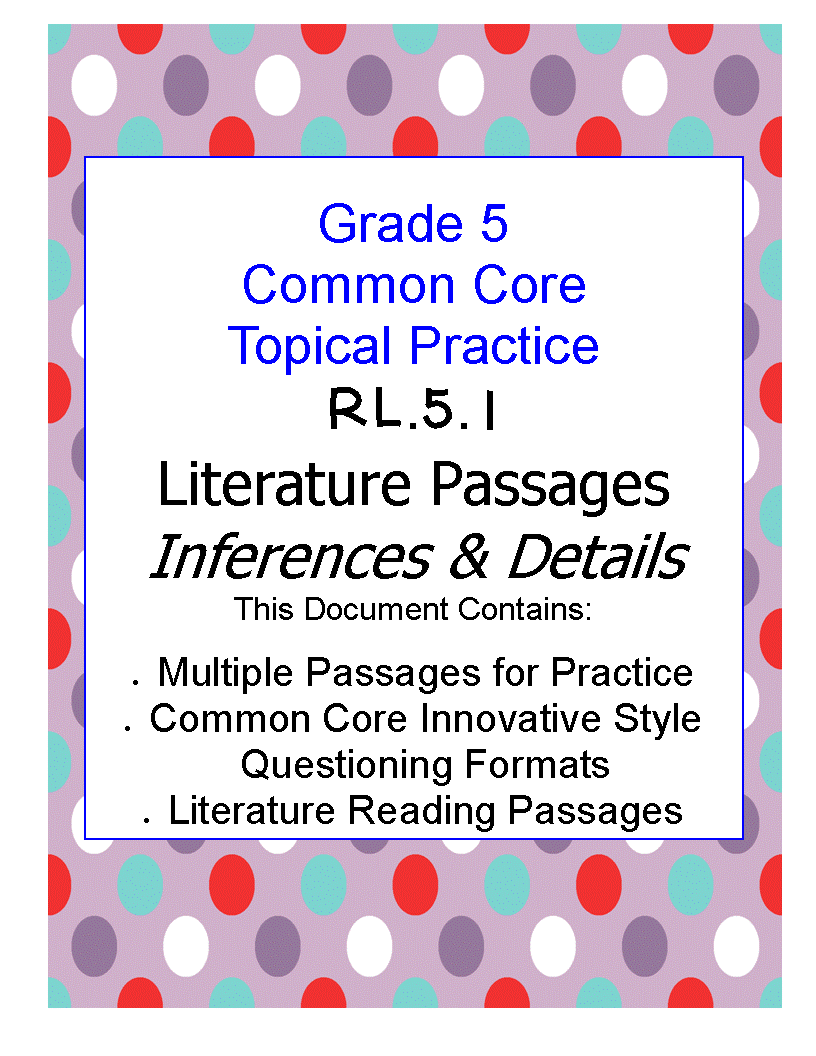 Literacy & Math Ideas: Grade 5 Common Core Reading Assessments ...