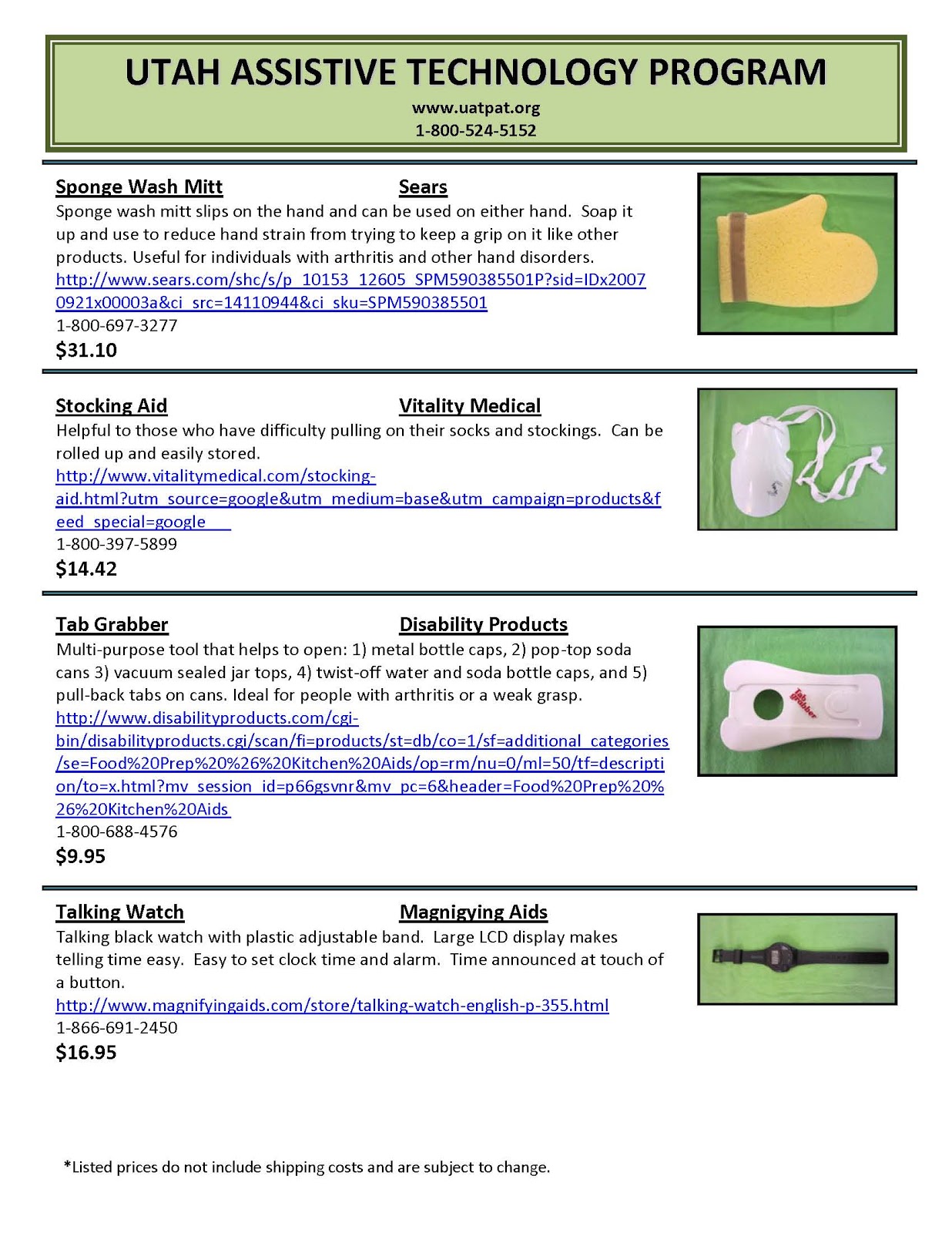 Utah Assistive Technology Program: Assistive Daily Living (ADL) devices ...