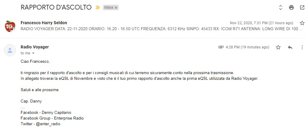 RADIOASCOLTO LISTEN TO THE WORLD: QSL FROM RADIO VOYAGER, 6312 KHz AND ...