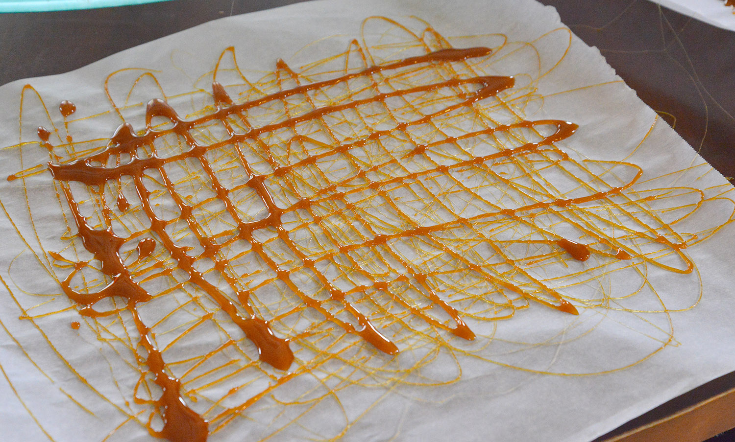 A school of fish: Honey Panna Cotta with Spun Sugar Garnish