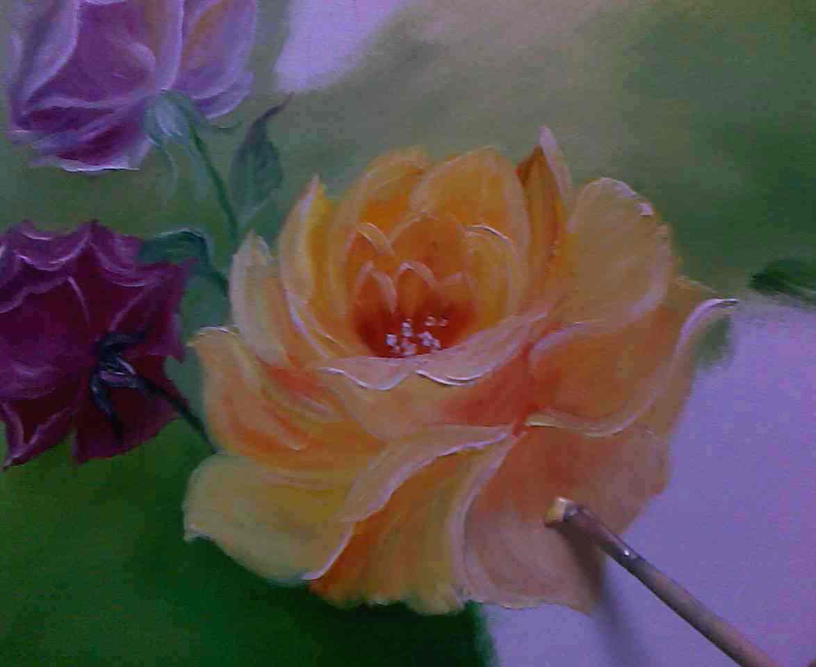 Pinturas de Telas: passo a passo pintando rosas