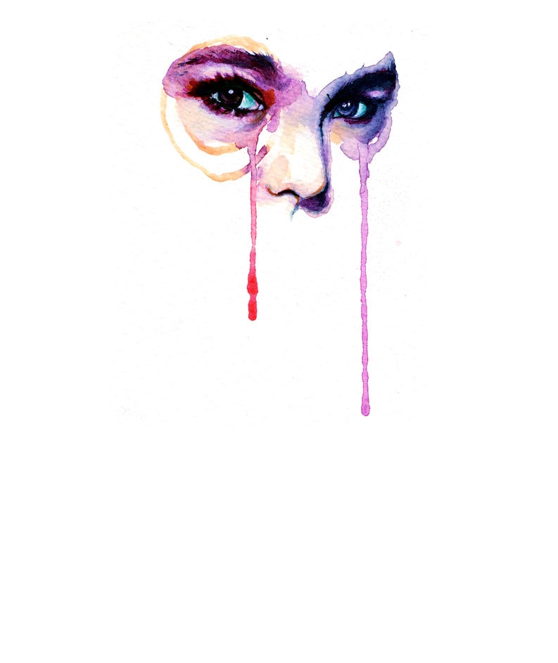Watercolor Face Crying