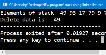 Program in C and C++ to implement stack Using Structure and Class.
