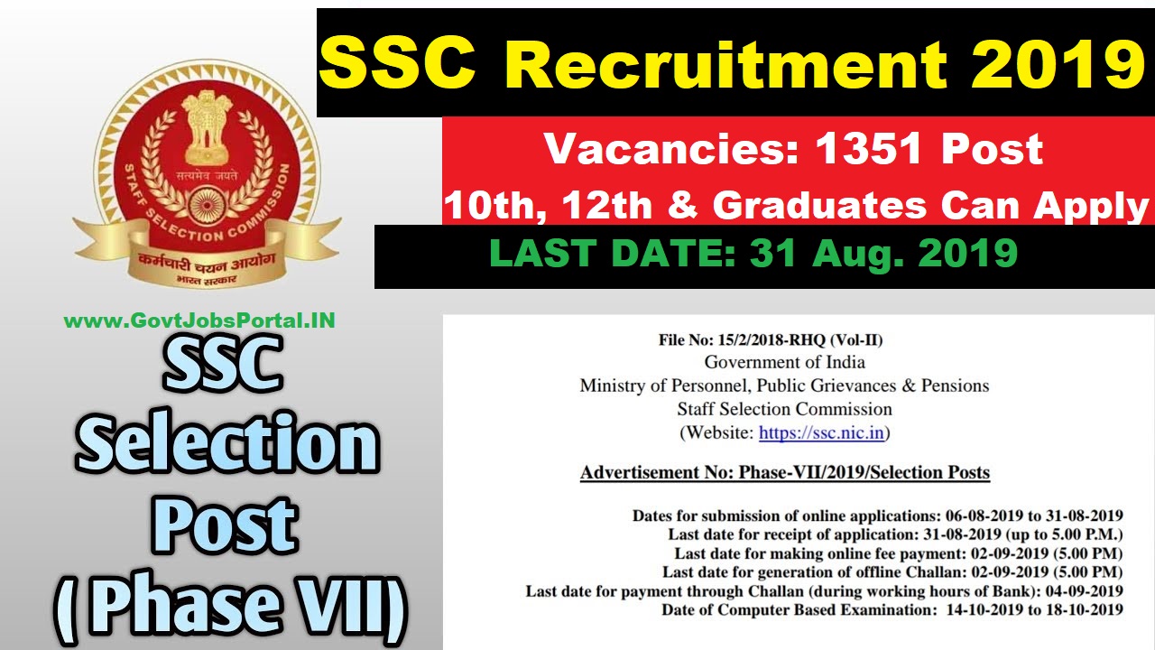 SSC Recruitment for 1351 Assistant, Clerk, Multi-Tasking Staff and ...