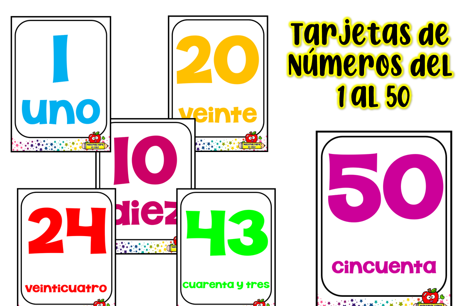 TARJETAS DE NÚMEROS DEL 1 AL 50