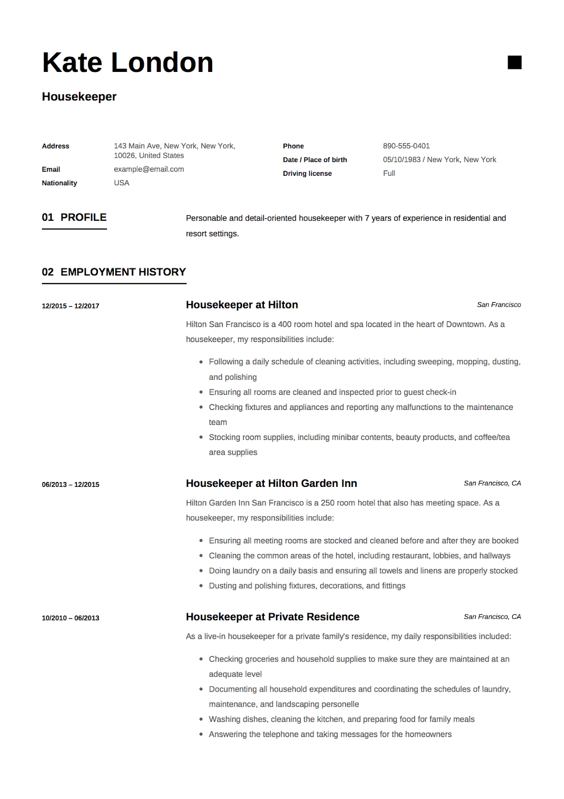 Housekeeping Resume Sample 2019 Pdf Doc Resume Objective 2020