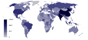 Geography: Map of natural increase of world population