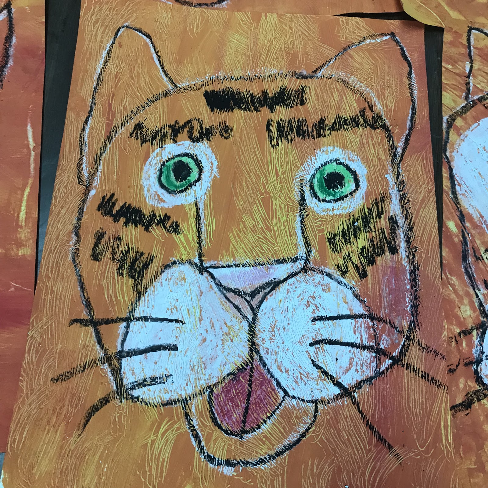 Elements of the Art Room: 3rd Grade Painted Paper Tiger Collage