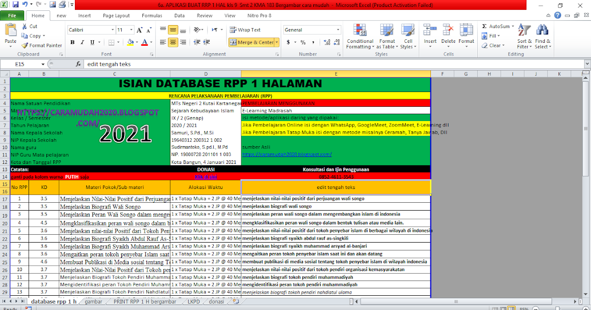 APLIKASI RPP 1 HALAMAN SEMESTER 2 TP. 2020/2021 - caramudah