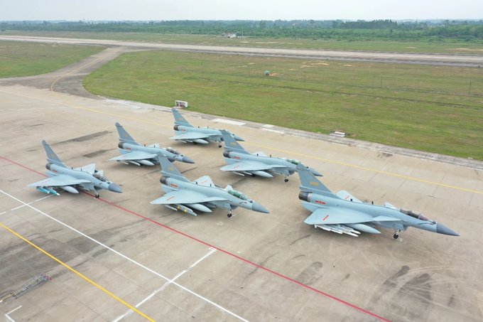 SNAFU!: J-10C seen sporting dual launchers and PL-15 Long Range Missiles...