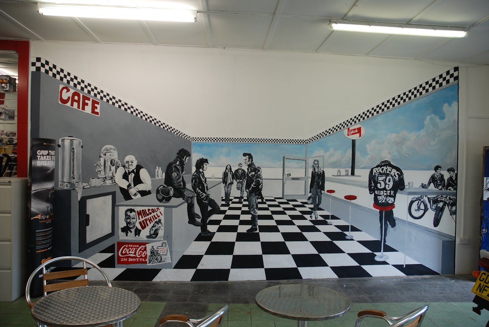 Geraint Evans -Visual Artist-: Biker Mural at Pee Gees Motorcycle ...