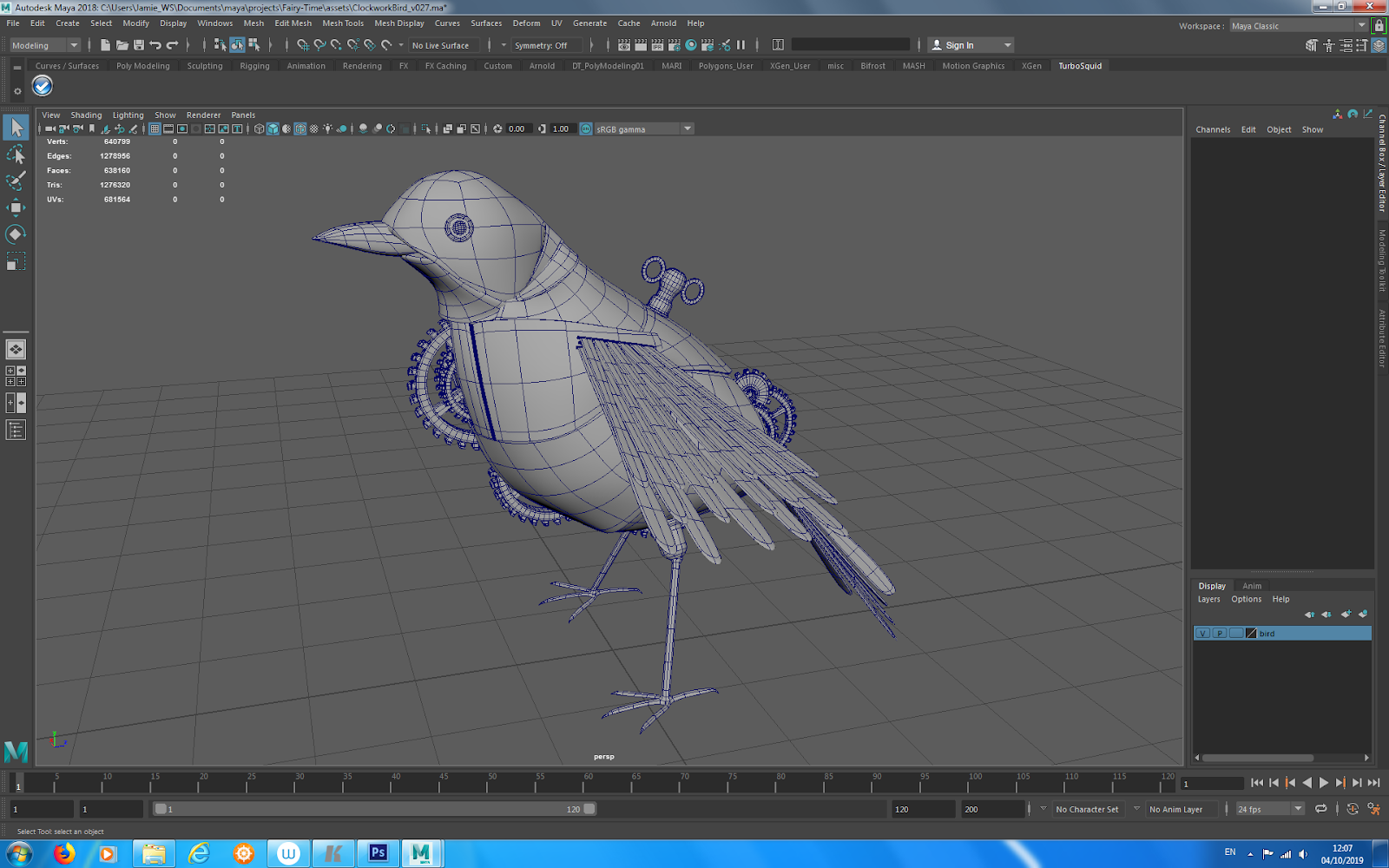 Modelling the Clockwork Bird in Maya