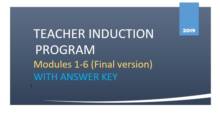 Teacher Induction Program (TIP) Modules Final Version (with Answers ...