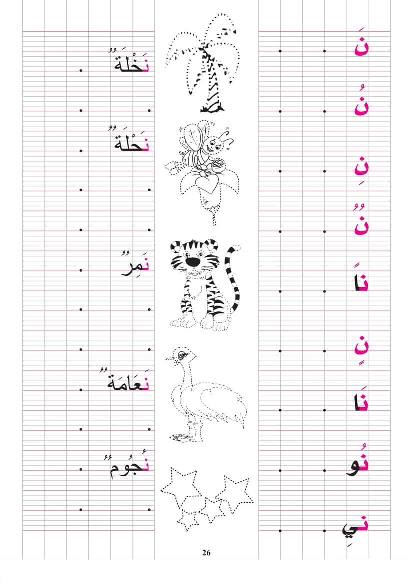 تعليم كتابة حرف النون (ن) pdf - مدونة معلمي