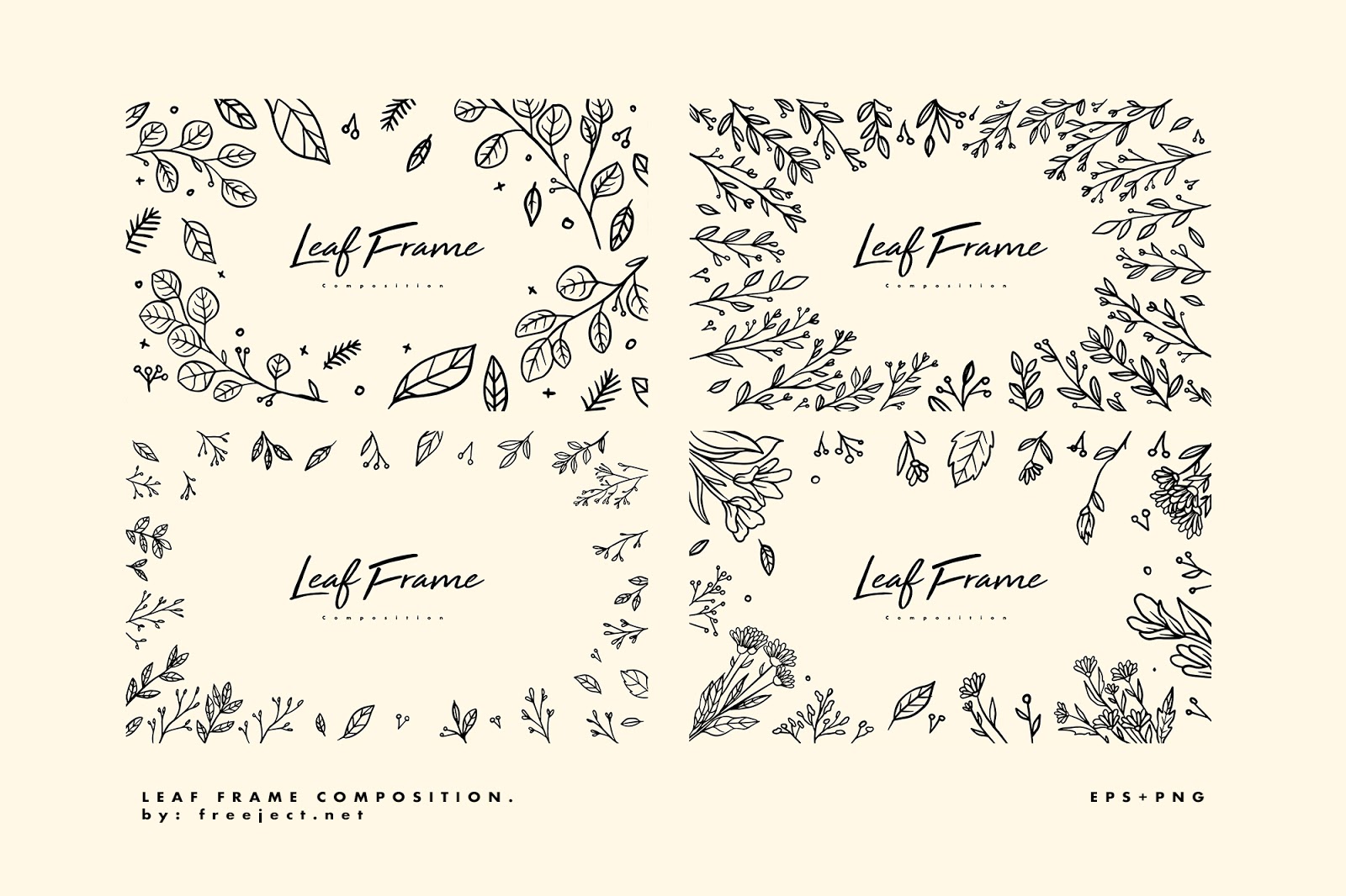 Free Downoad Vector Leaf Frame Composition - EPS File