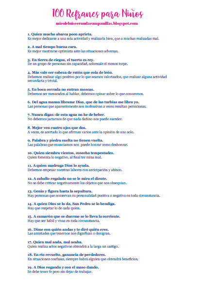 Mi cole Luis Cernuda, Campanillas.: T.1 - 4º "Los Refranes"