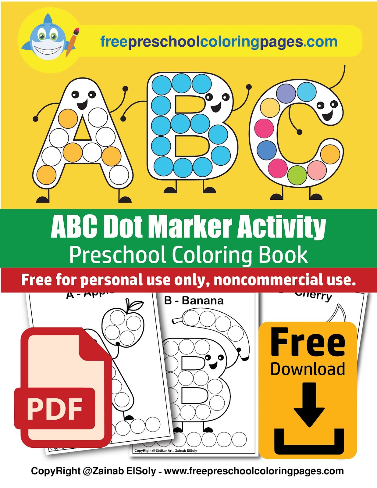 ABC For Dot Marker Coloring Pages