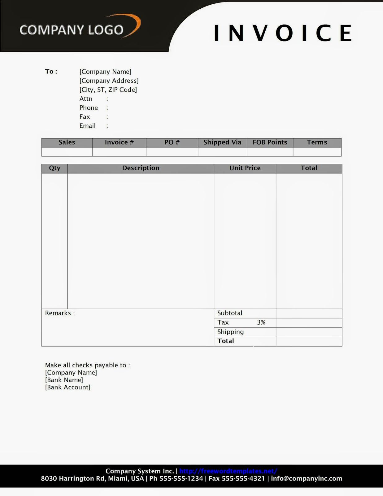 Free Invoice Template Microsoft Word 2007 - Invoice Template