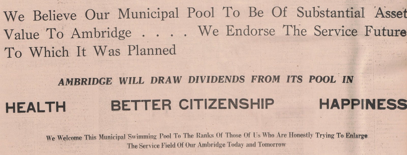 Ambridge Memories: The opening of the Ambridge Borough Pool
