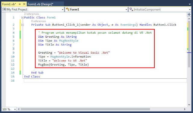 My First Windows Application Project Using Visual Basic .Net | Robotics ...