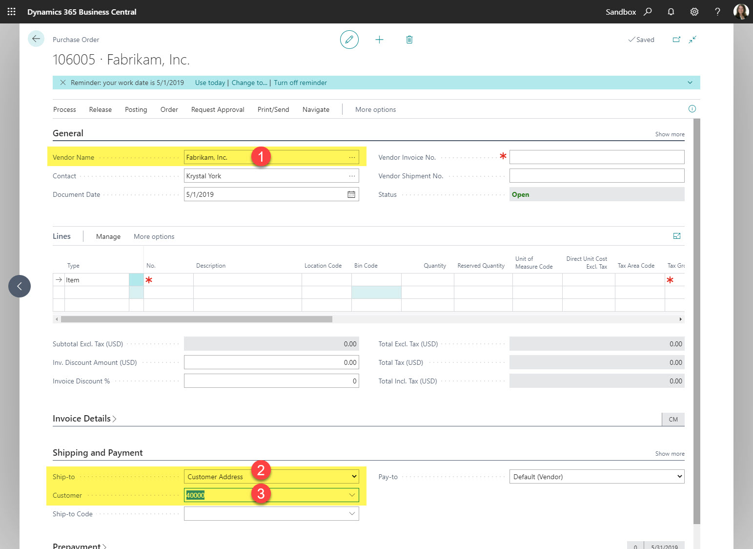 Processing drop shipments in Microsoft Dynamics 365 Business Central