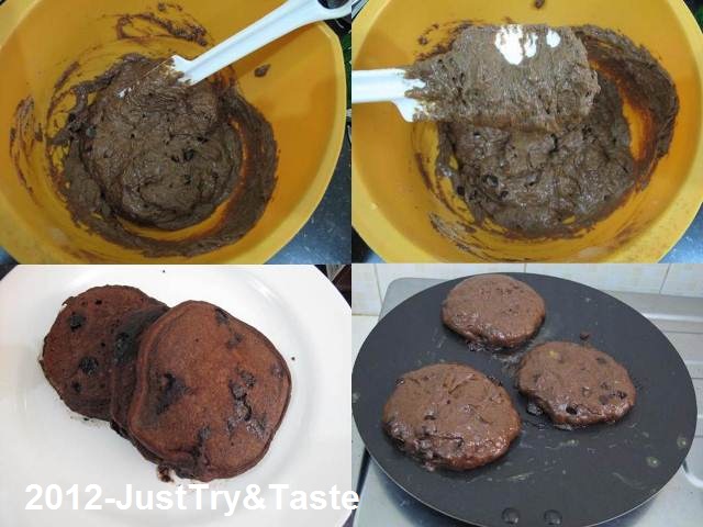 Pancake Coklat Choco Chips dengan Saus Strawberry | Just Try & Taste