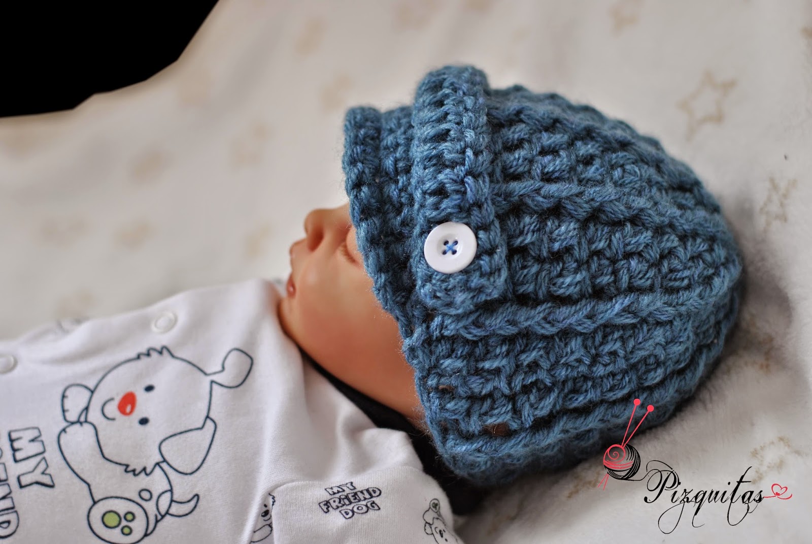 Boina bebe con tira y botones ~ Pizquitas