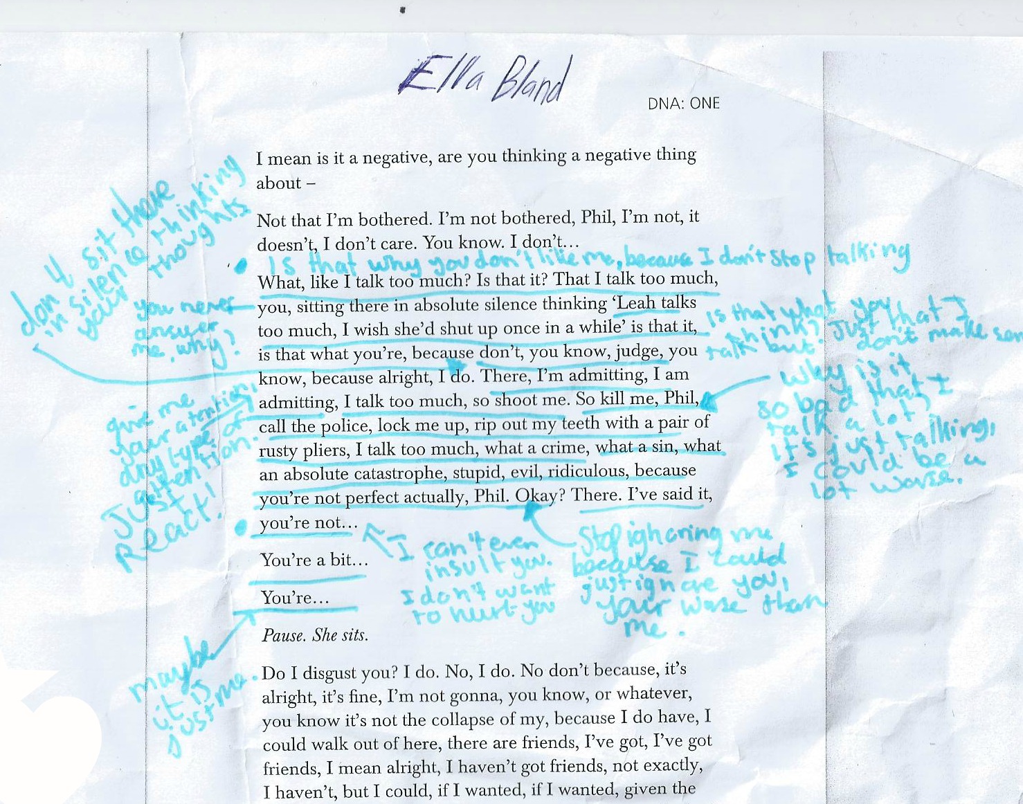 DNA - Dennis Kelly: Sub-text