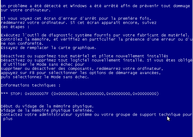 Comment résoudre le problème de l’écran bleu sous Windows ? ~ exmple