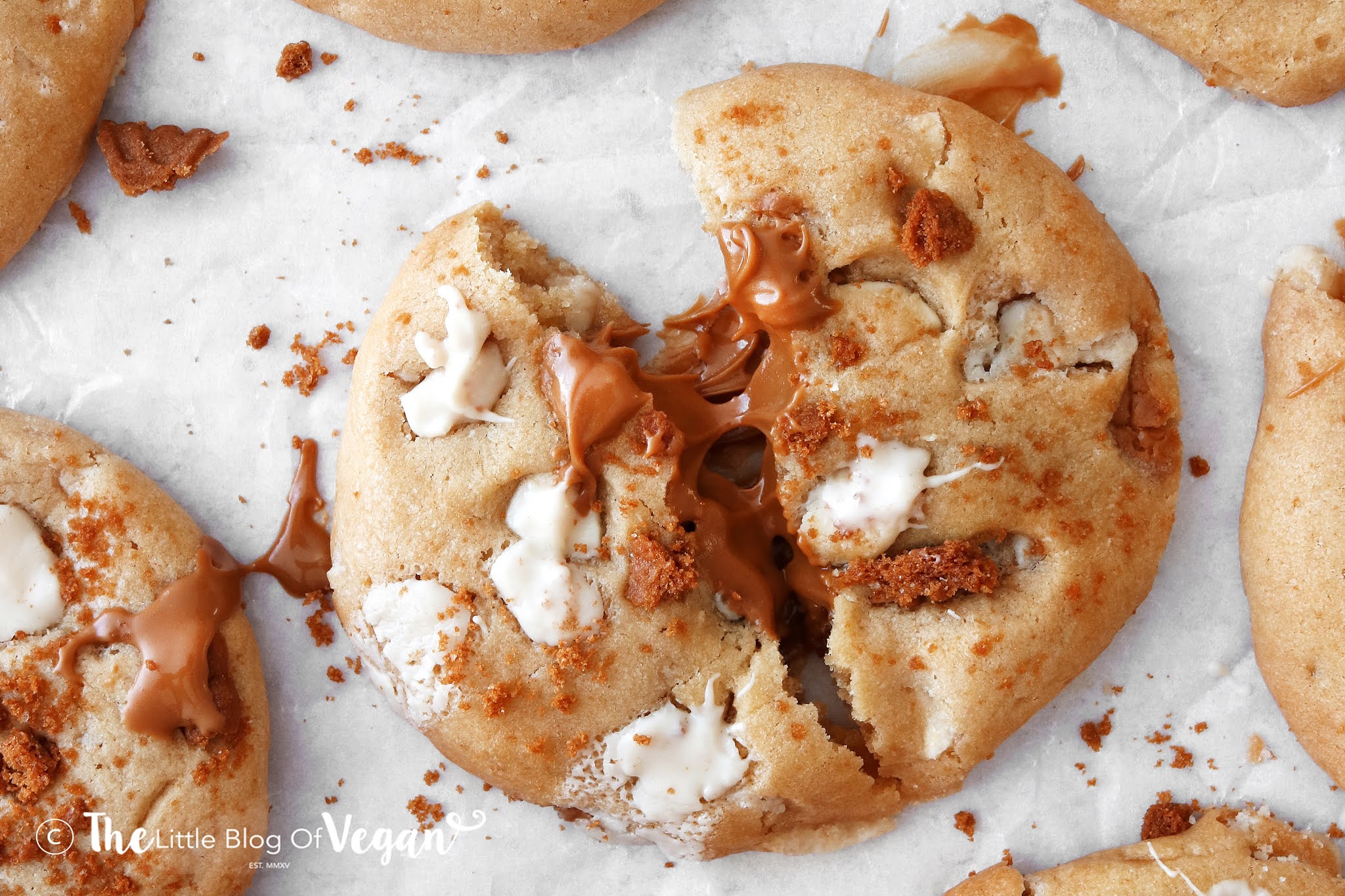 White Chocolate Biscoff Cookies - The Little Blog Of Vegan