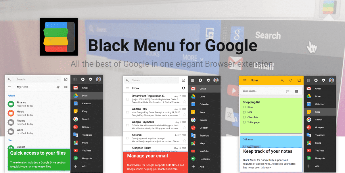 免開分頁快速使用 Google 服務，超方便的 Black Menu for Google™ 擴充功能