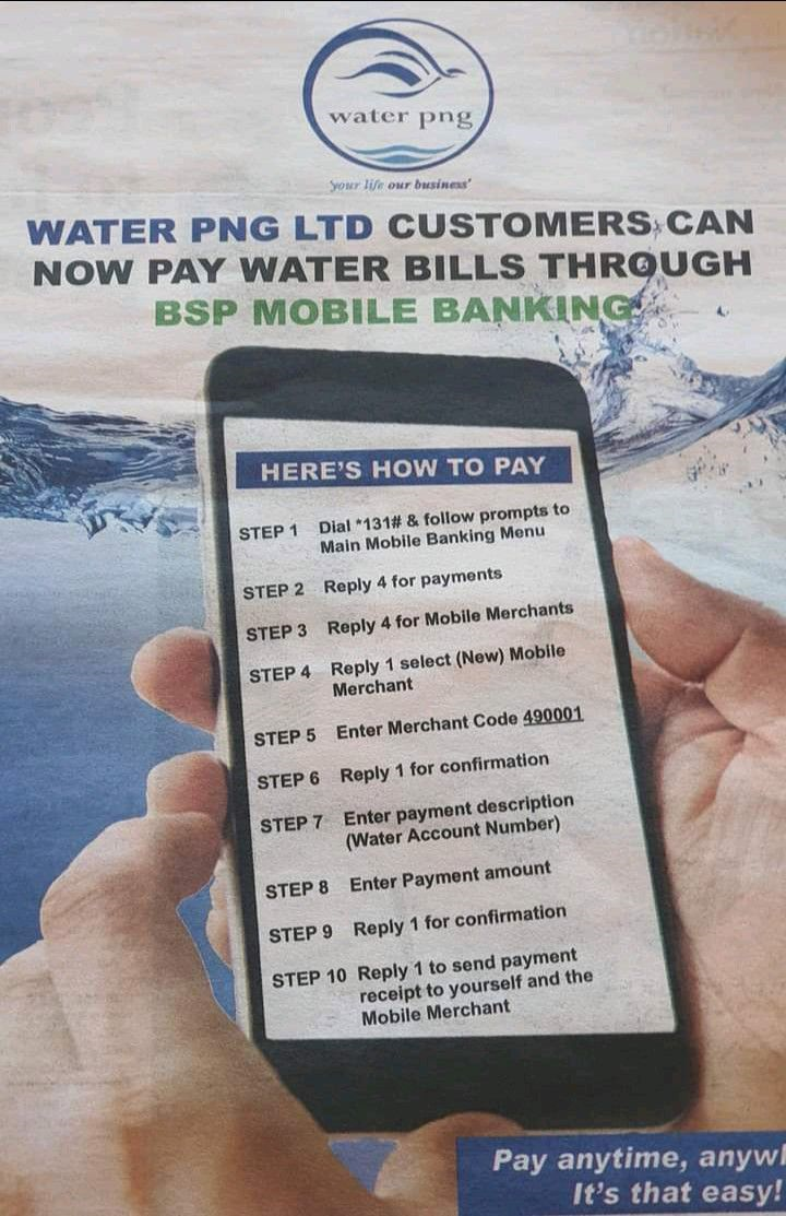 How to Pay Water Bill Using Mobile Phone Banking in PNG - Tech Pacific