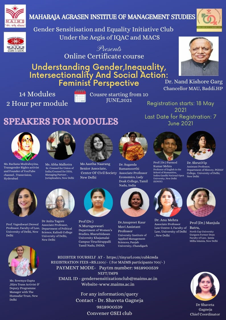 [Online Certificate Course] on Understanding Gender, Inequality ...