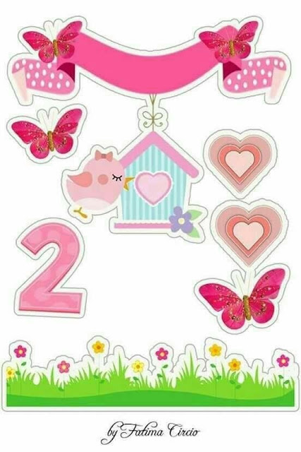 Pink Birds with Number 2: Free Printable Cake Toppers - Oh My Baby!