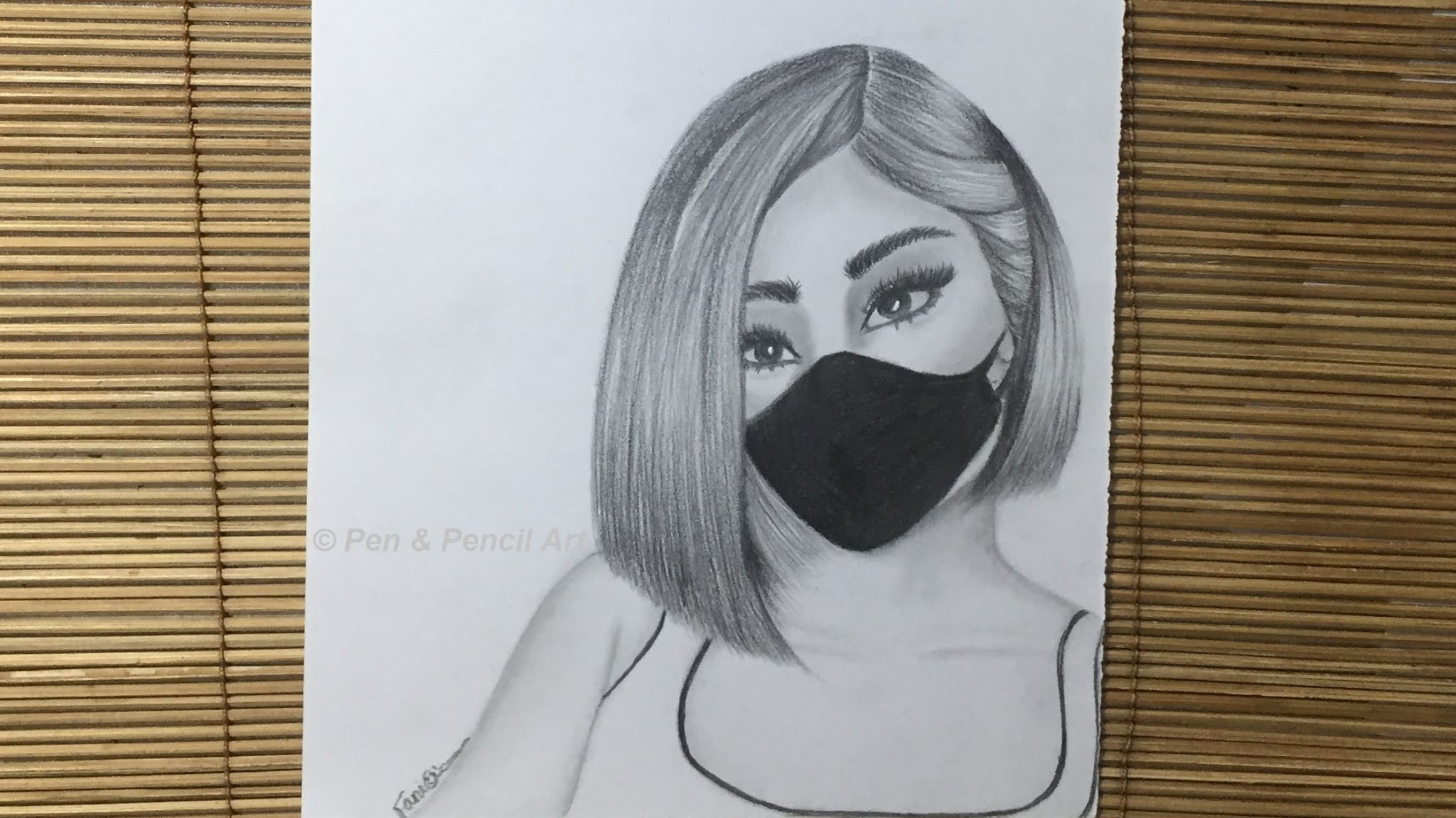 How to draw a girl with Mask // Beautiful Girl Drawing // Step by step ...