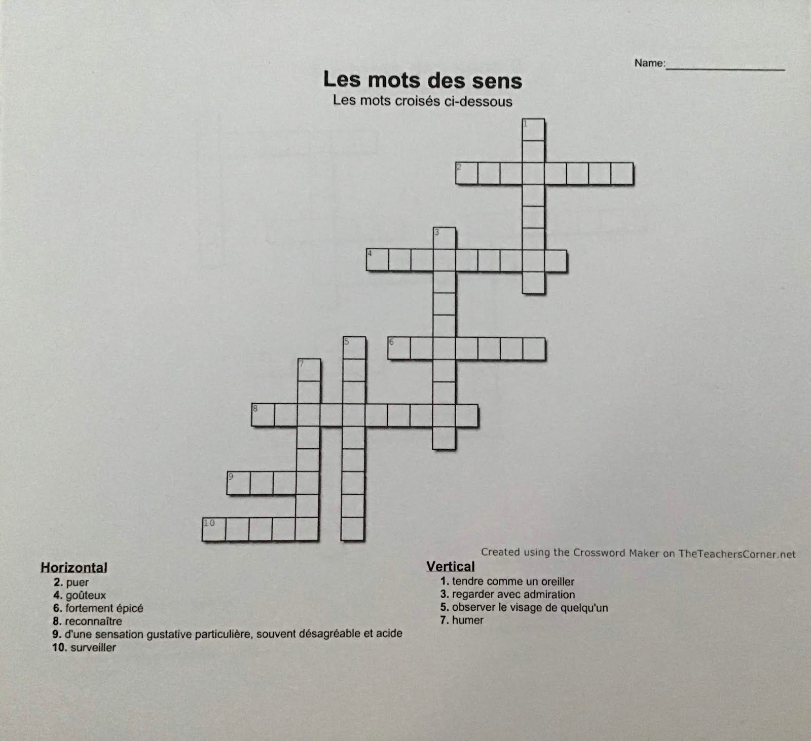 Les 4X4: Nos mots croisés sur les mots des 5 sens