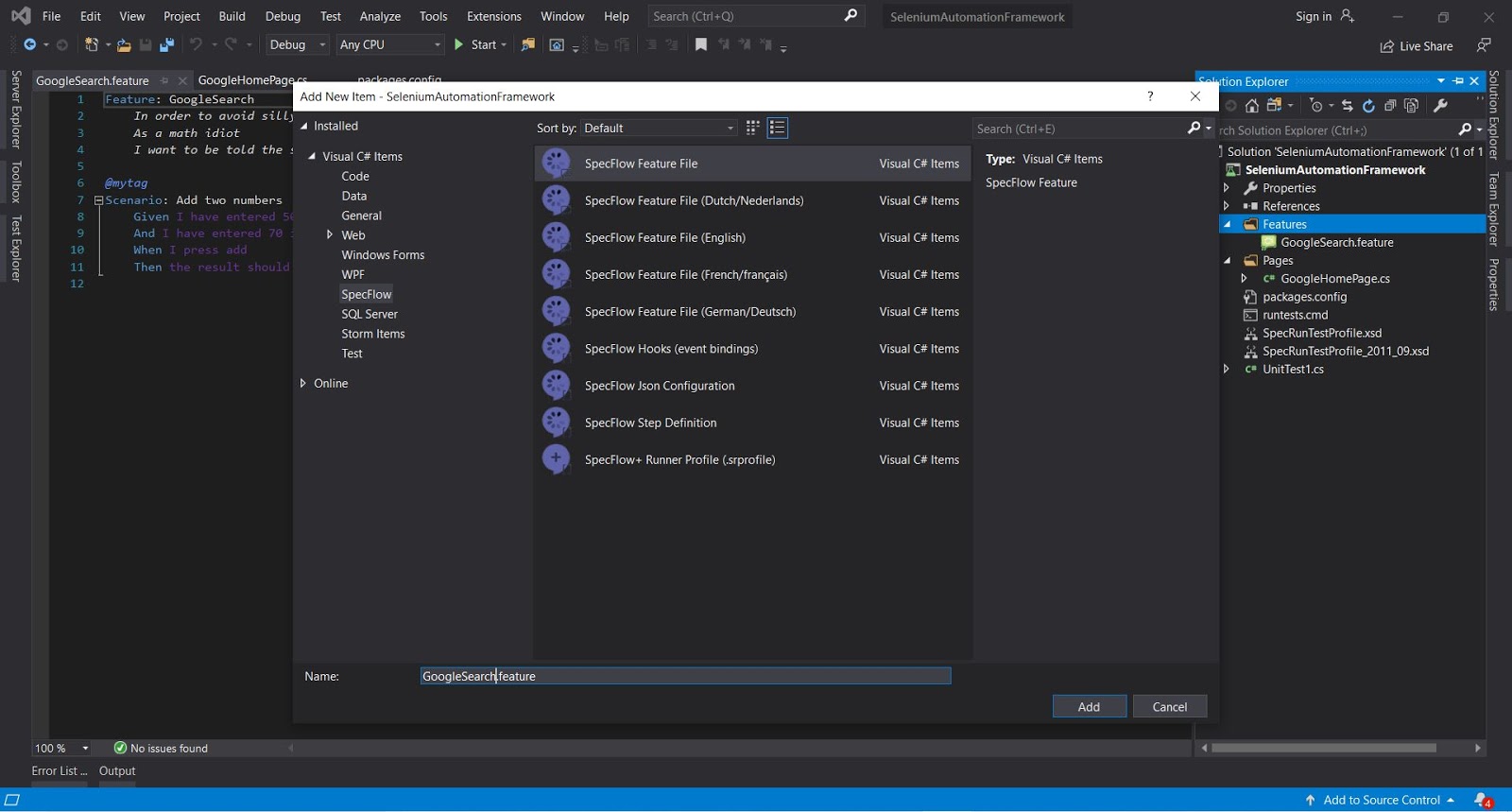 Qa And Test Automation Cucumber Selenium Test Automation Framework Using C Part 3 Creating
