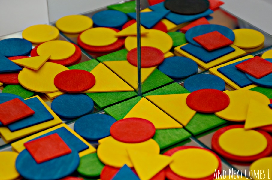 Preschool Symmetry Activity: Wooden Shapes in a Mirror Box | And Next ...