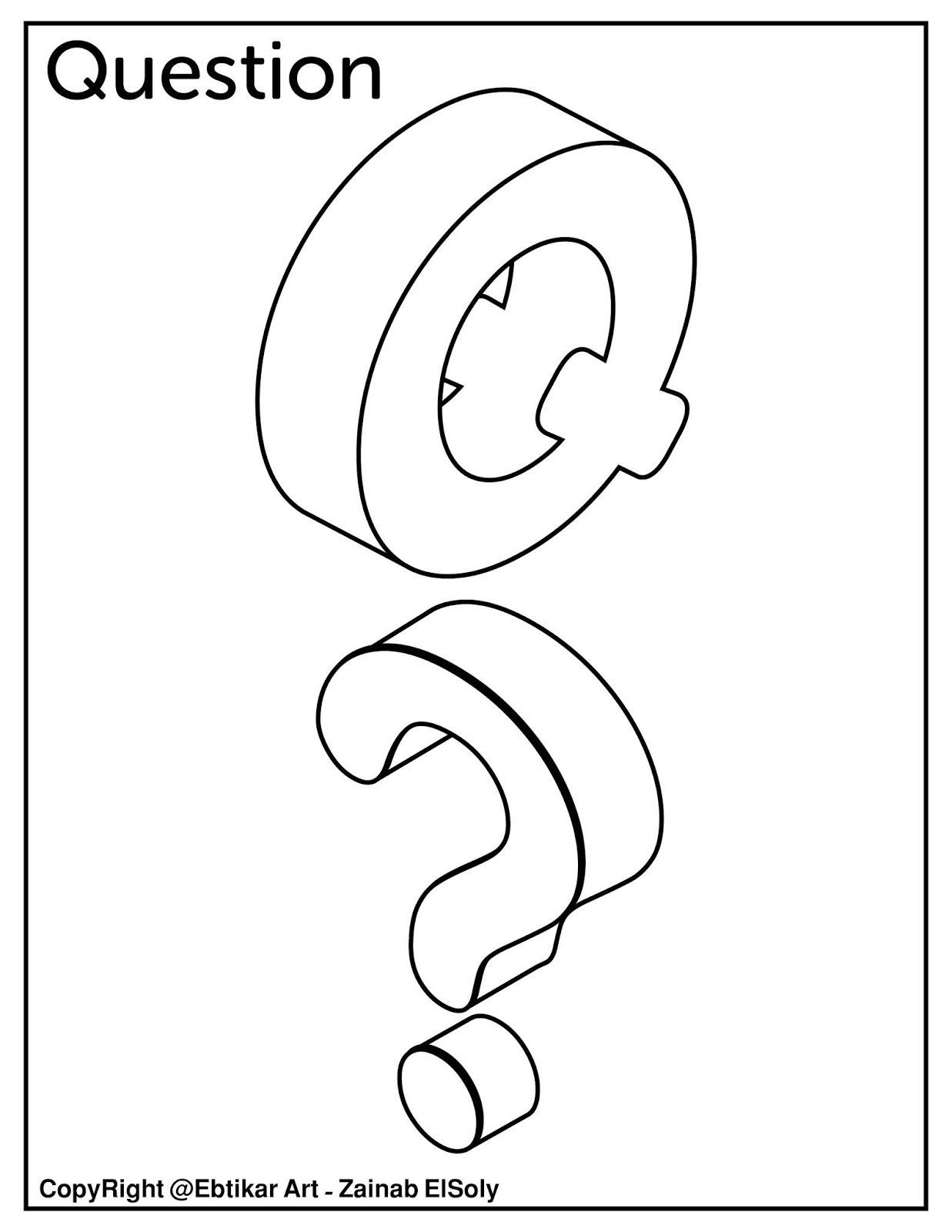 Set of 3D ABC Alphabet Coloring Pages