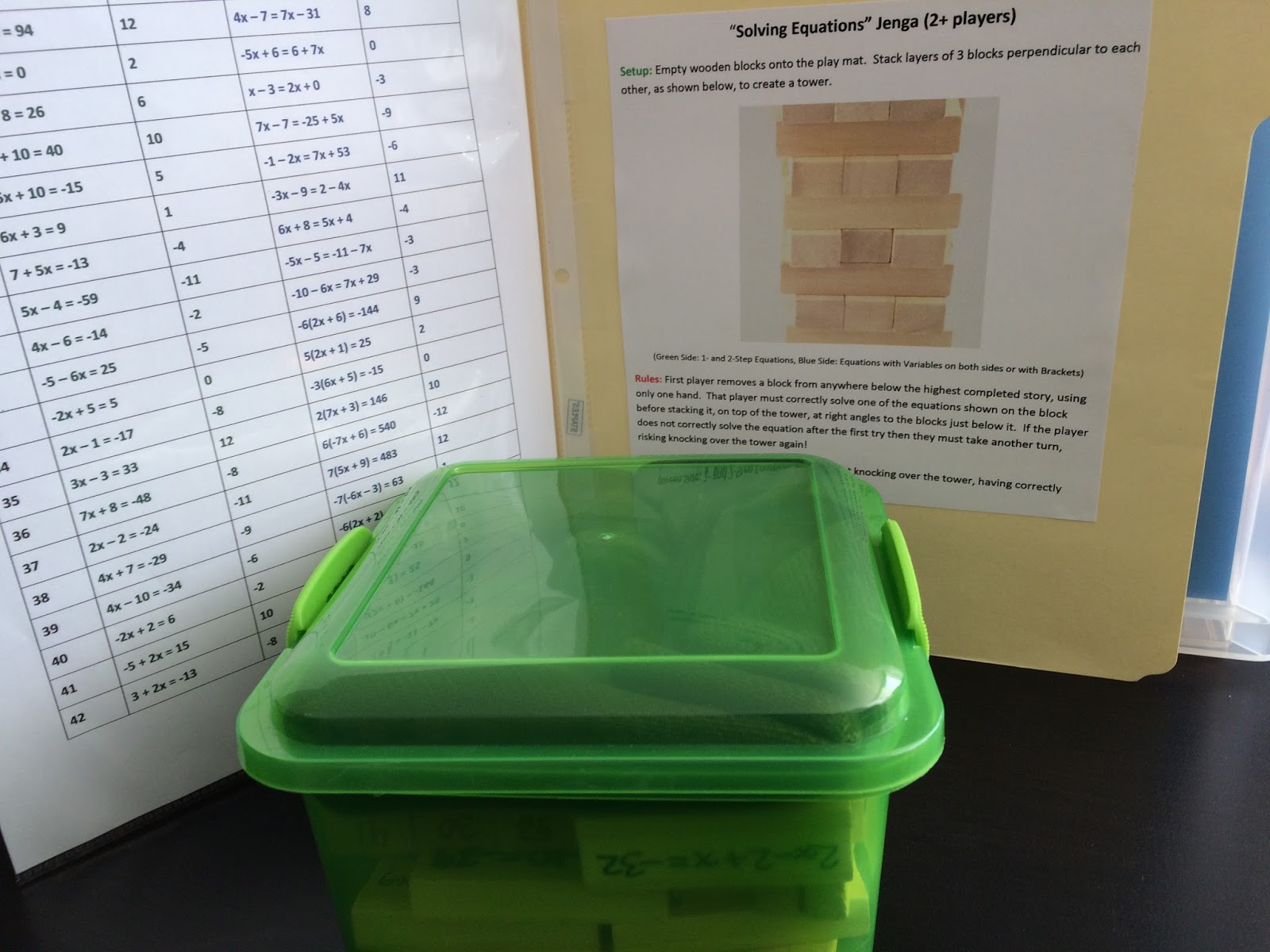 Occasionally Elementary: Solving Equations Jenga