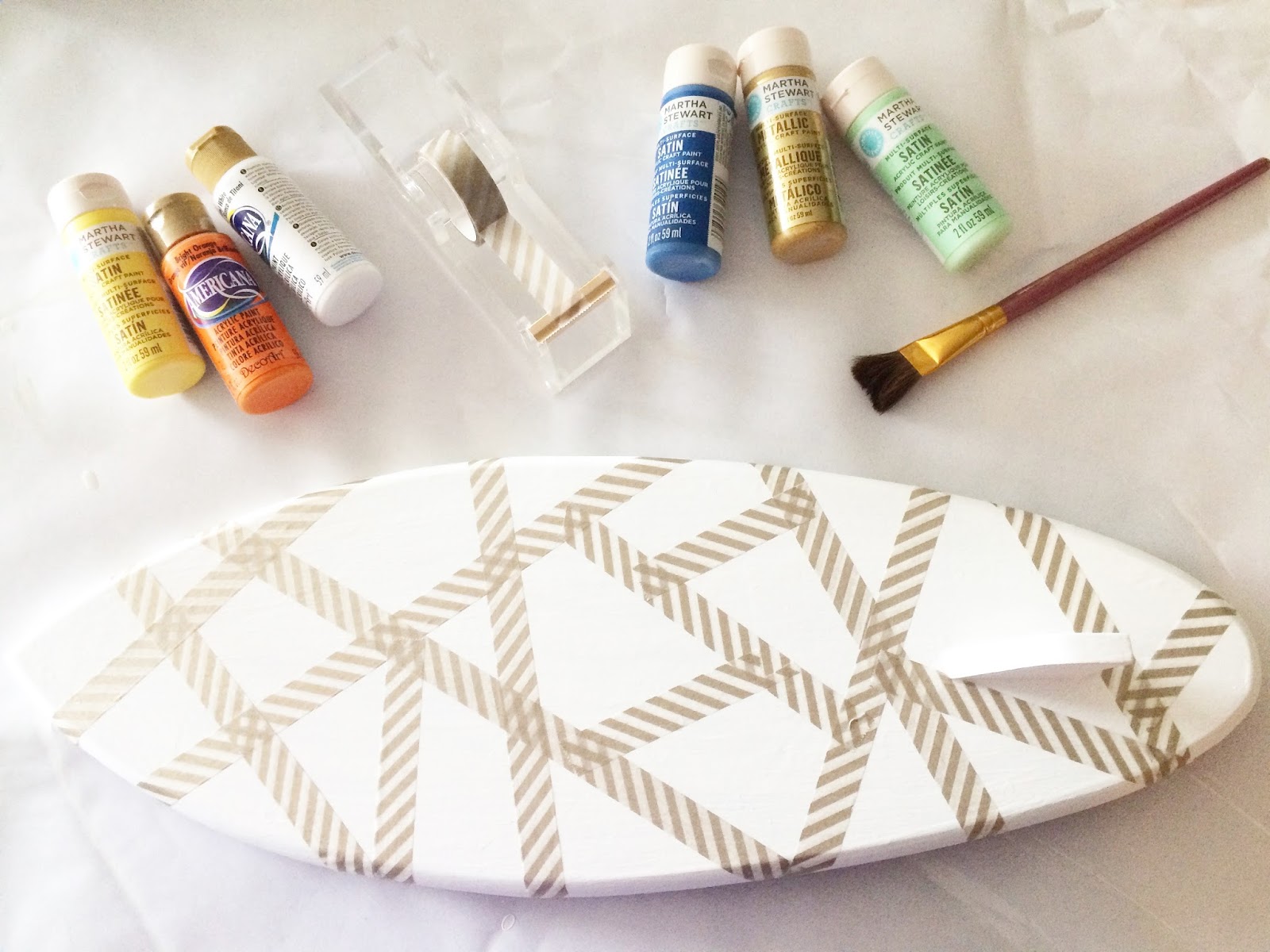 DIY Painted Geometric Surfboard | Stripes and Whimsy