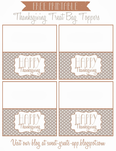Sweet Nothings: Free Thanksgiving Treat Bag Topper Printable