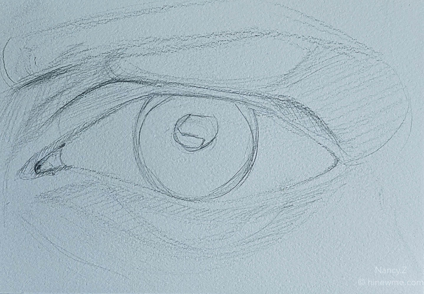 How to draw an eye with blue pupil step by step for beginners, come to ...