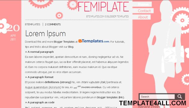 Pink Shopping Girls Blogger Layout Download