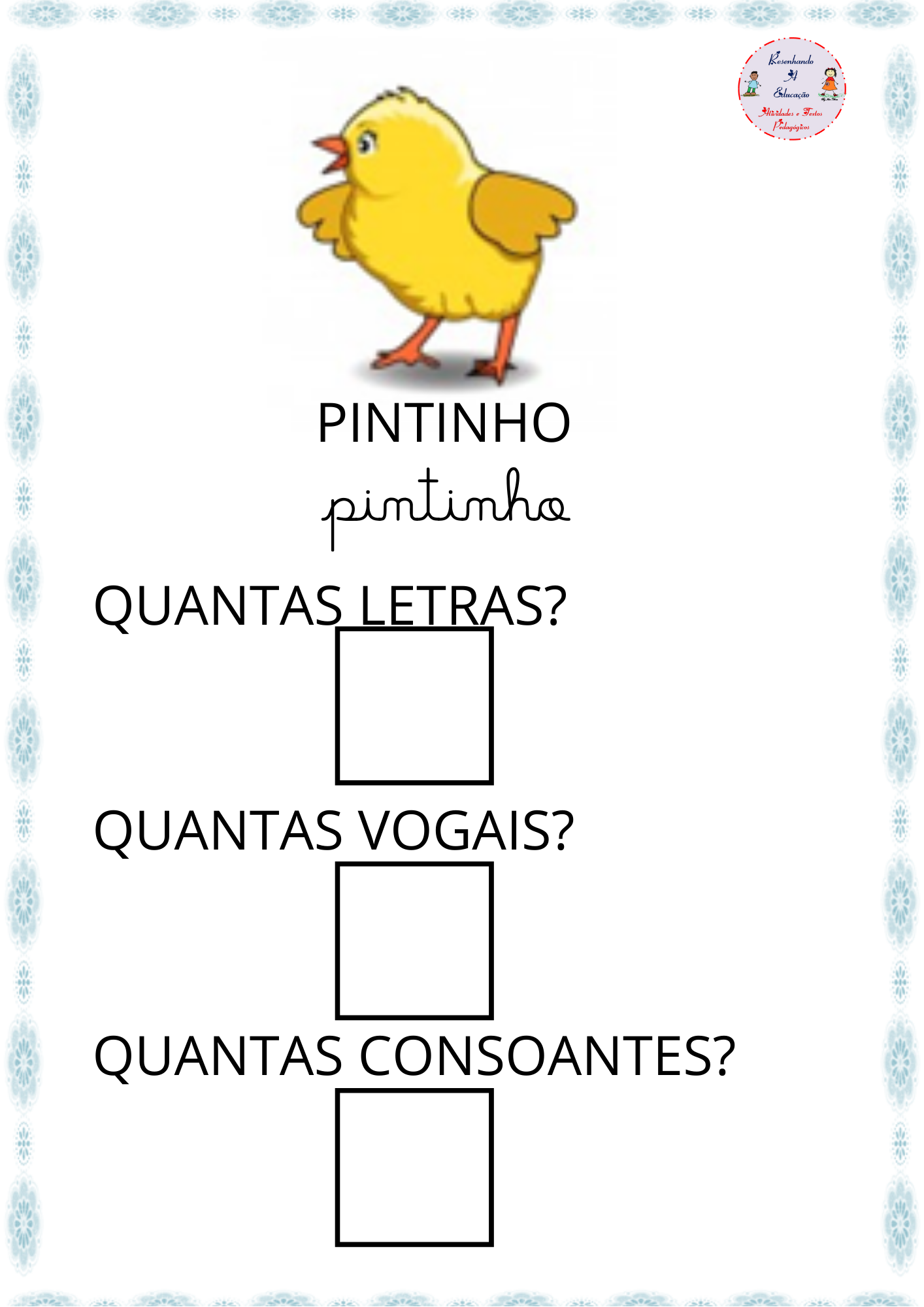 Projeto - Atividades: Meu Pintinho Amarelinho