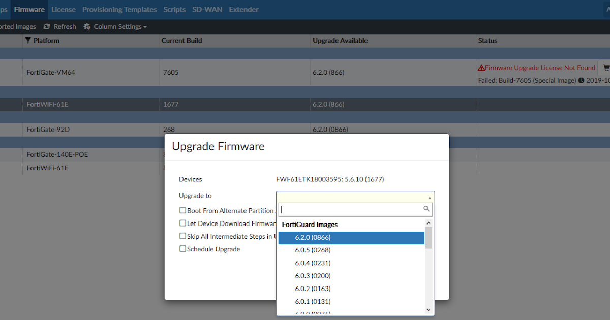 Blog Técnico FORTINET: FortiManager: Actualización Automática de firmware en FortiGate