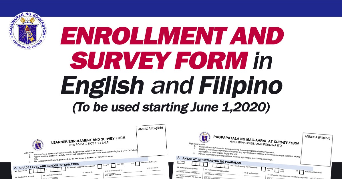 Enrollment and Survey Form for SY 2020-2021 (English and Filipino ...