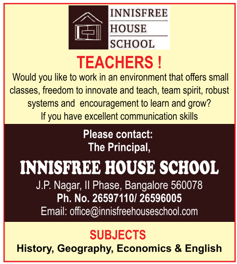 Innisfree House School, Bangalore, Wanted Teachers - Faculty Teachers