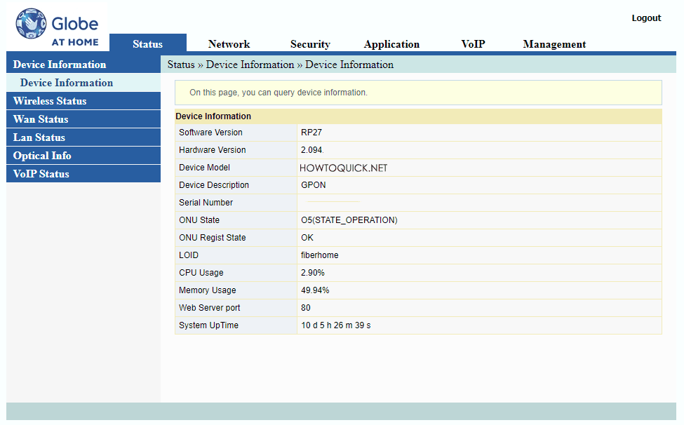 Globe Default Admin Password and Username 2023