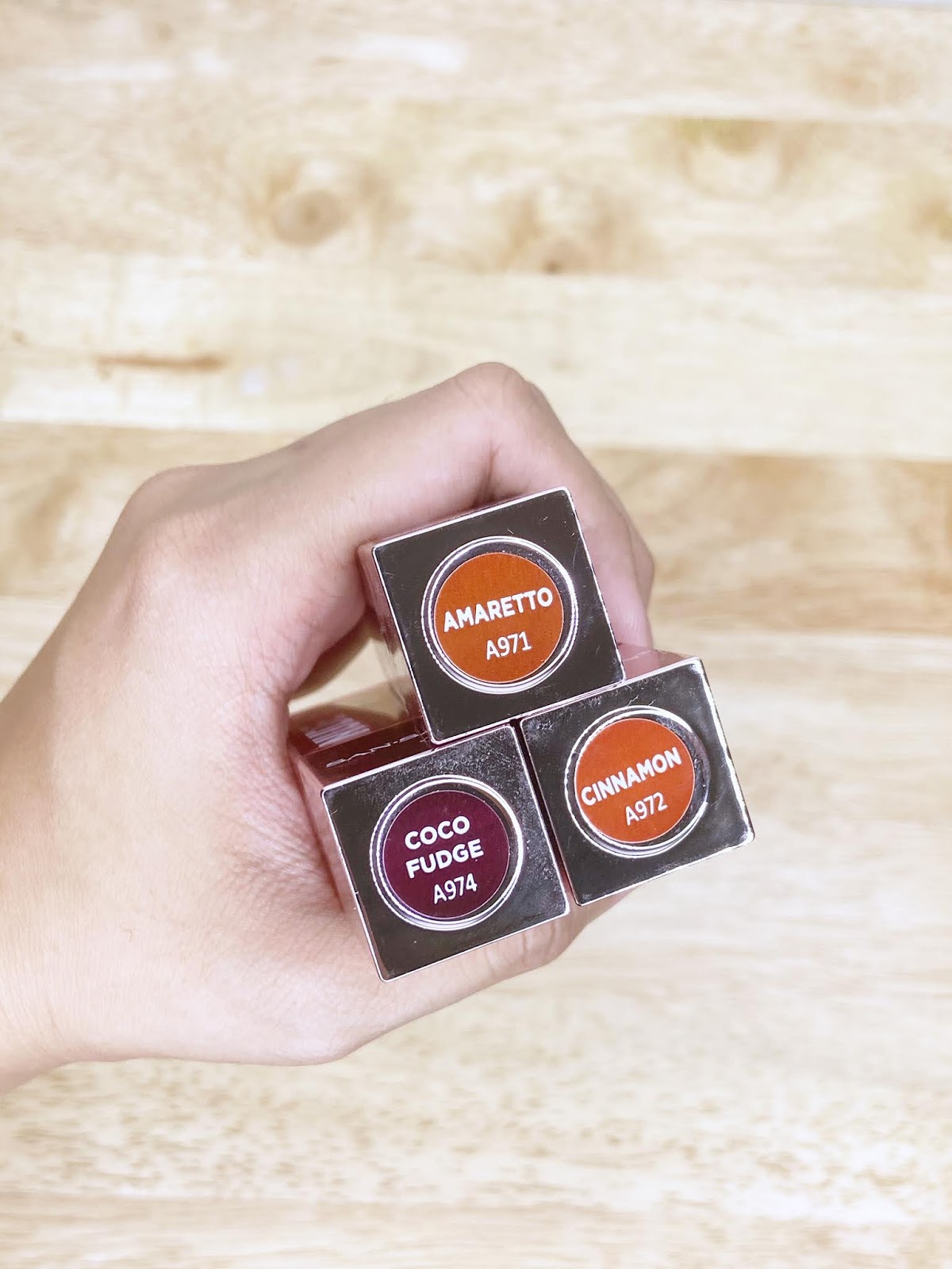 HBC San San Nude Lipsticks in Cinnamon, Coco Fudge and Amaretto ...